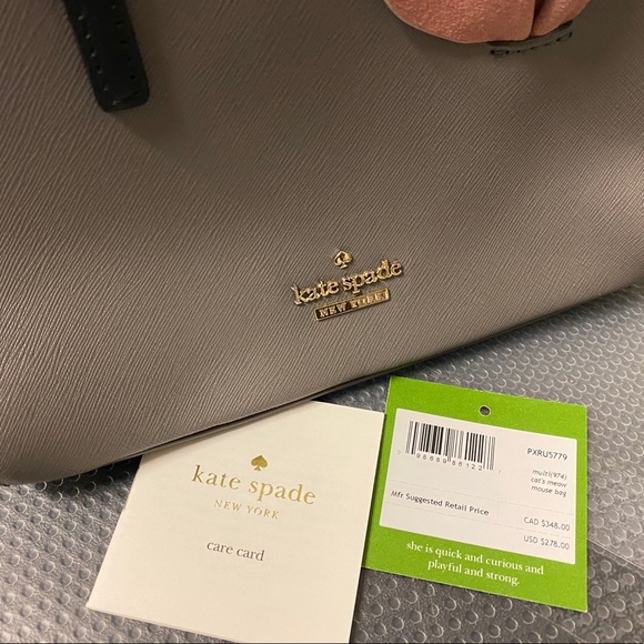 kate spade | Bags | Katespade Rare Cats Meow Leather Gray Mouse Bag ...